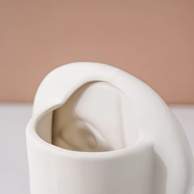 European 3 Sizes Human Face Ceramic Vase Living Room Decoration