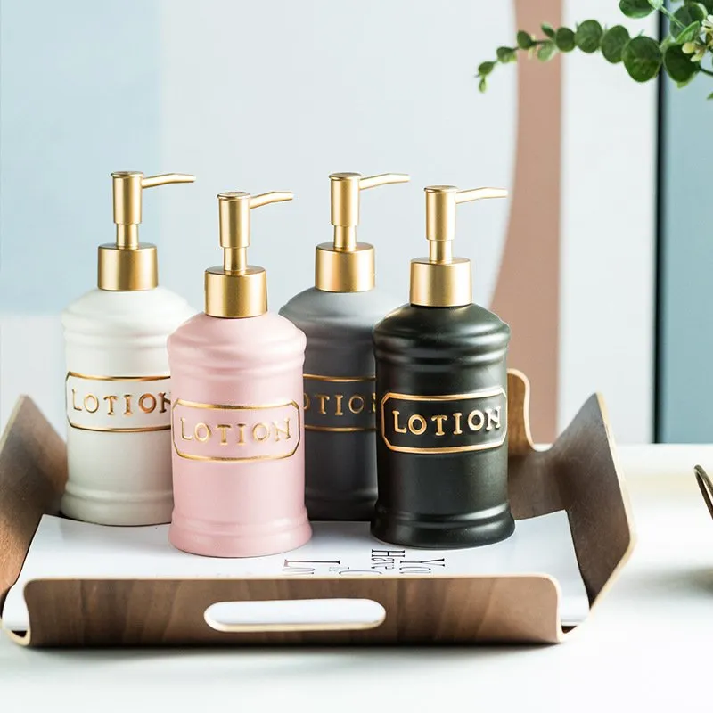 1Pc Lotion Bottle Luxury Embossed Letter Ceramic - Union Source