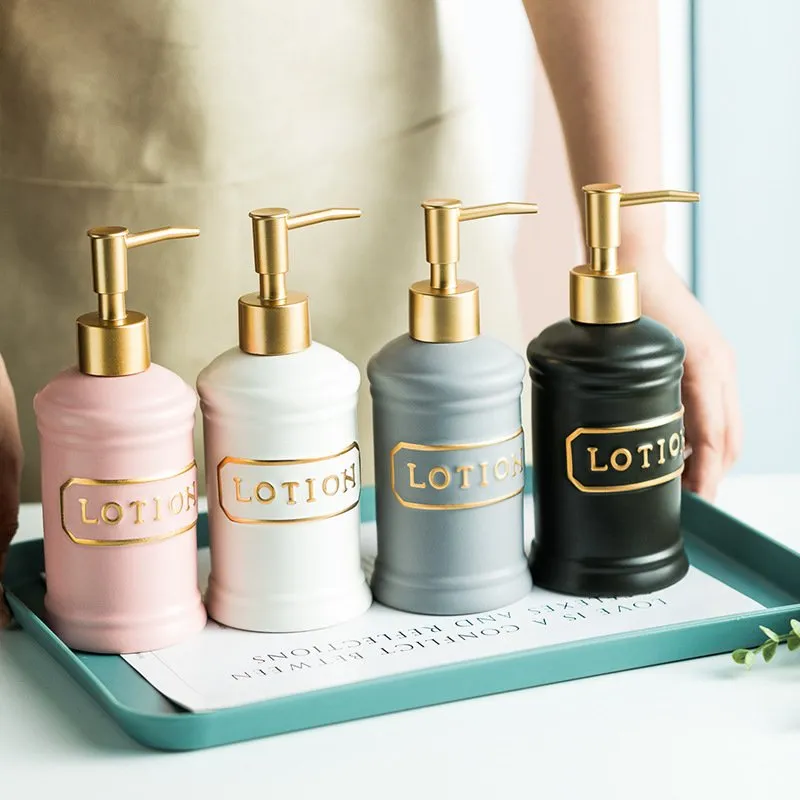 1Pc Lotion Bottle Luxury Embossed Letter Ceramic - Union Source