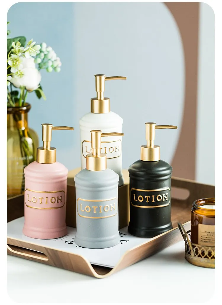 1Pc Lotion Bottle Luxury Embossed Letter Ceramic - Union Source
