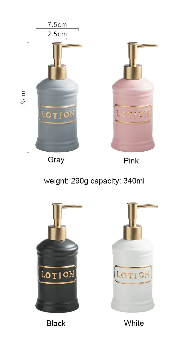 1Pc Lotion Bottle Luxury Embossed Letter Ceramic - Union Source