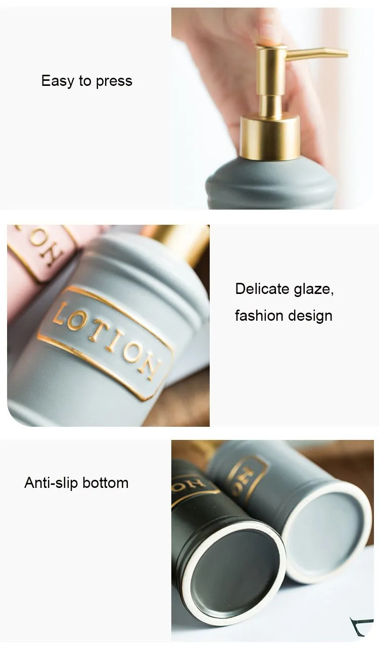 1Pc Lotion Bottle Luxury Embossed Letter Ceramic - Union Source