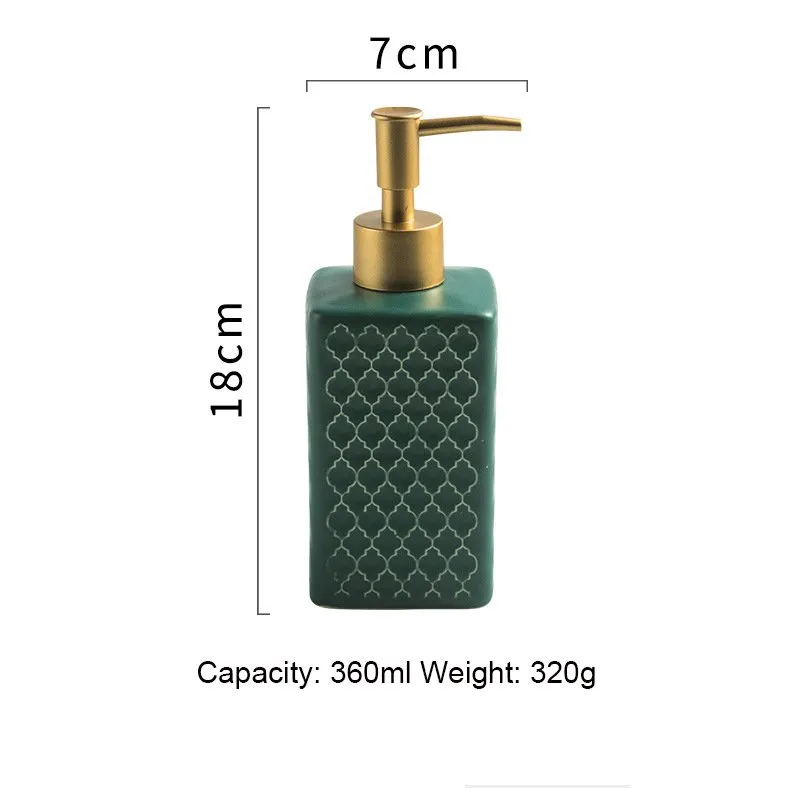 1Pc Lotion Bottle Relief Grid Design Ceramic - Union Source