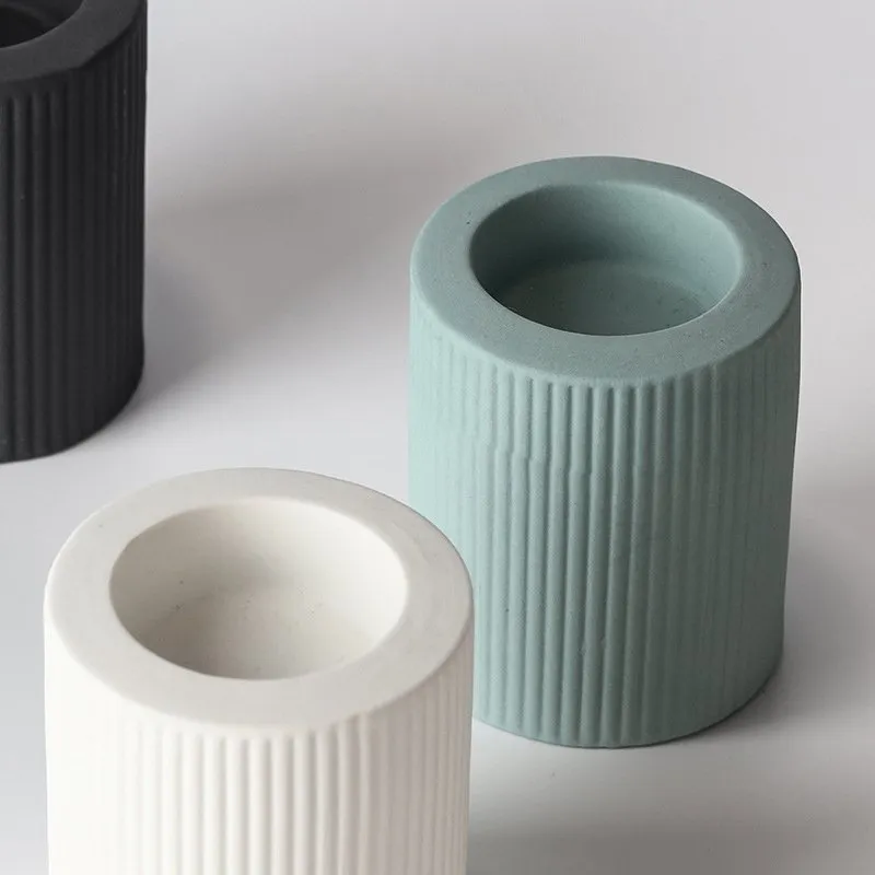 China 3 Colors Striped Ceramic Candle Holder - Union Source