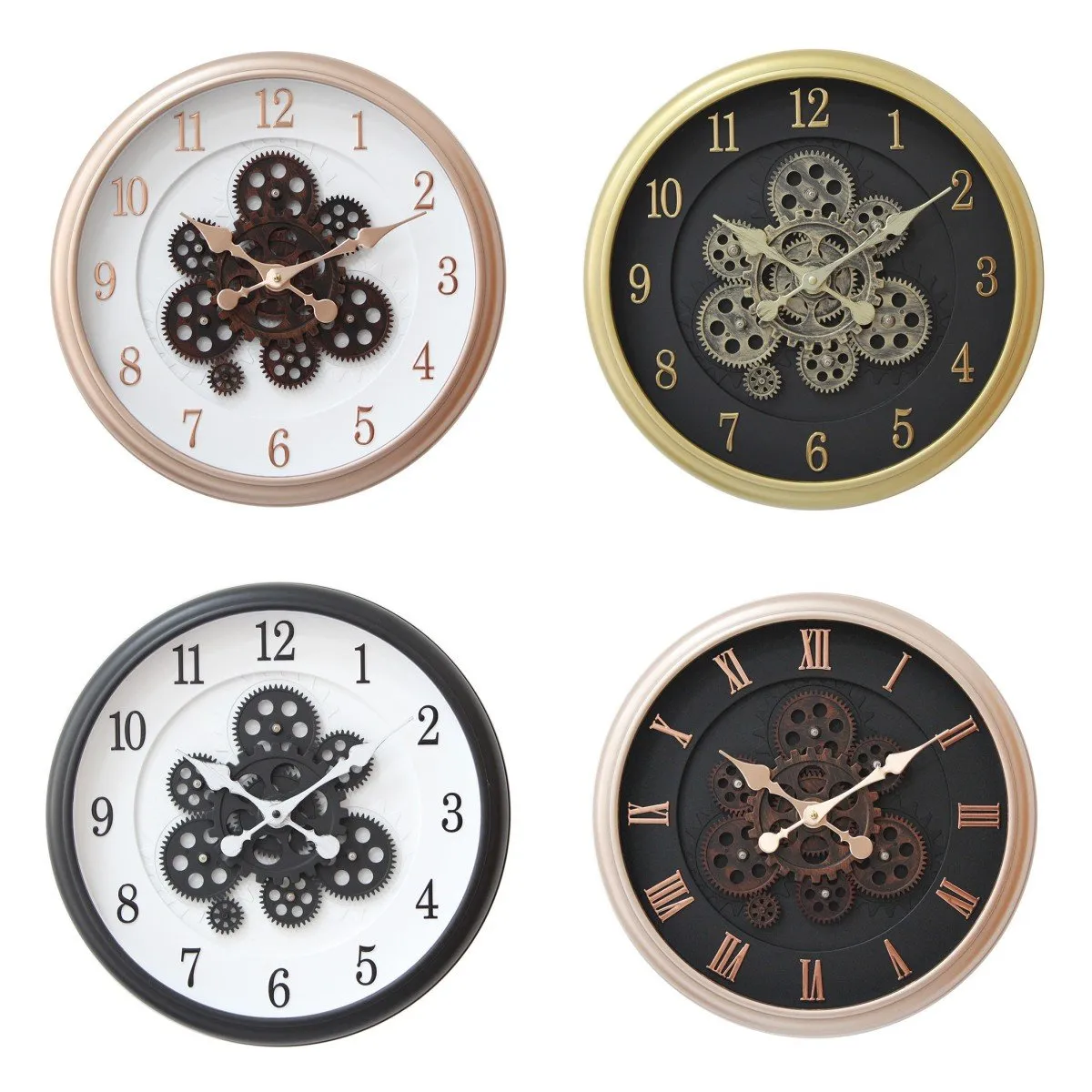 16 Inches Gear Wood Grain Vintage Round Wall Clock - Union Source