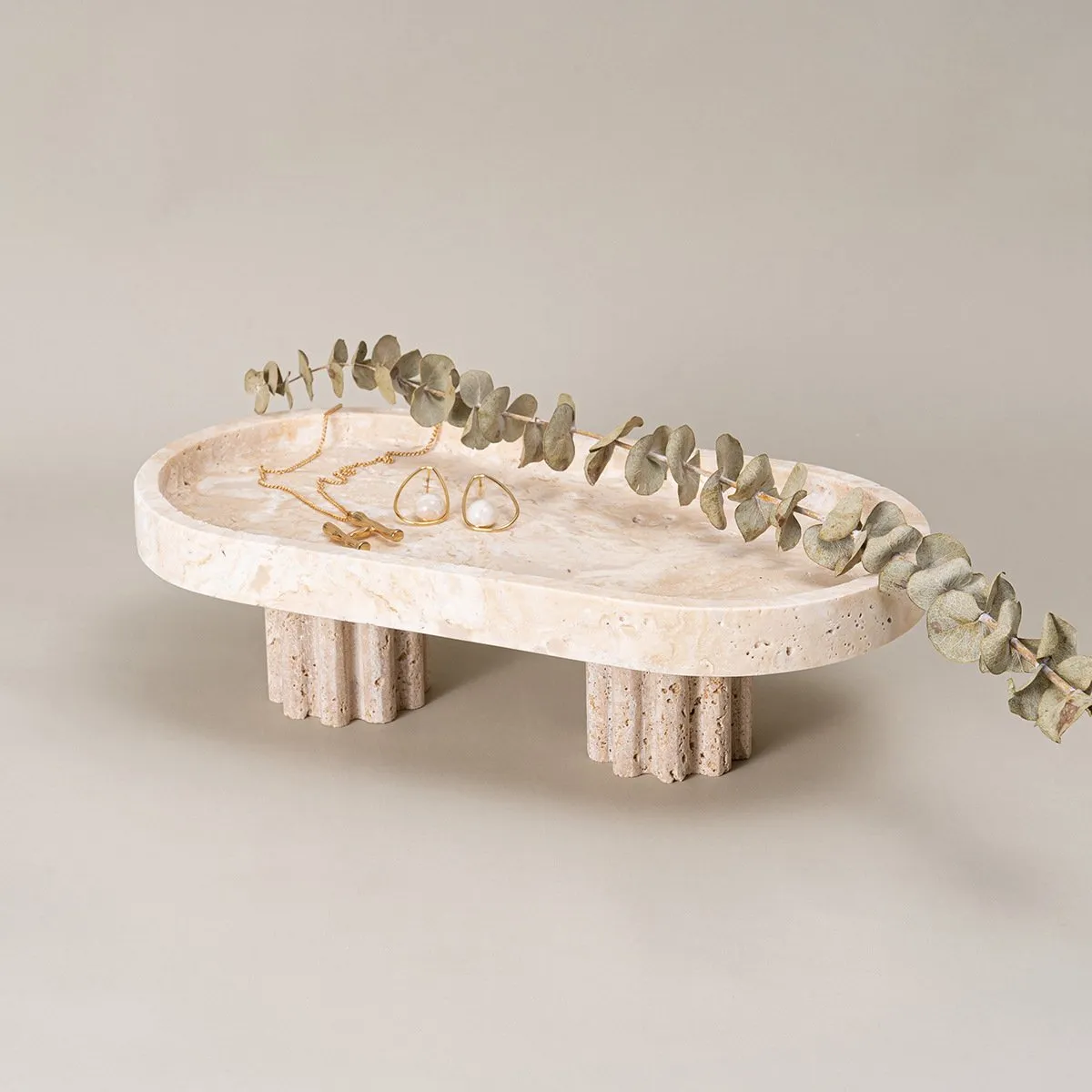 1Pc Stone High Feet Decorative Tray - Union Source