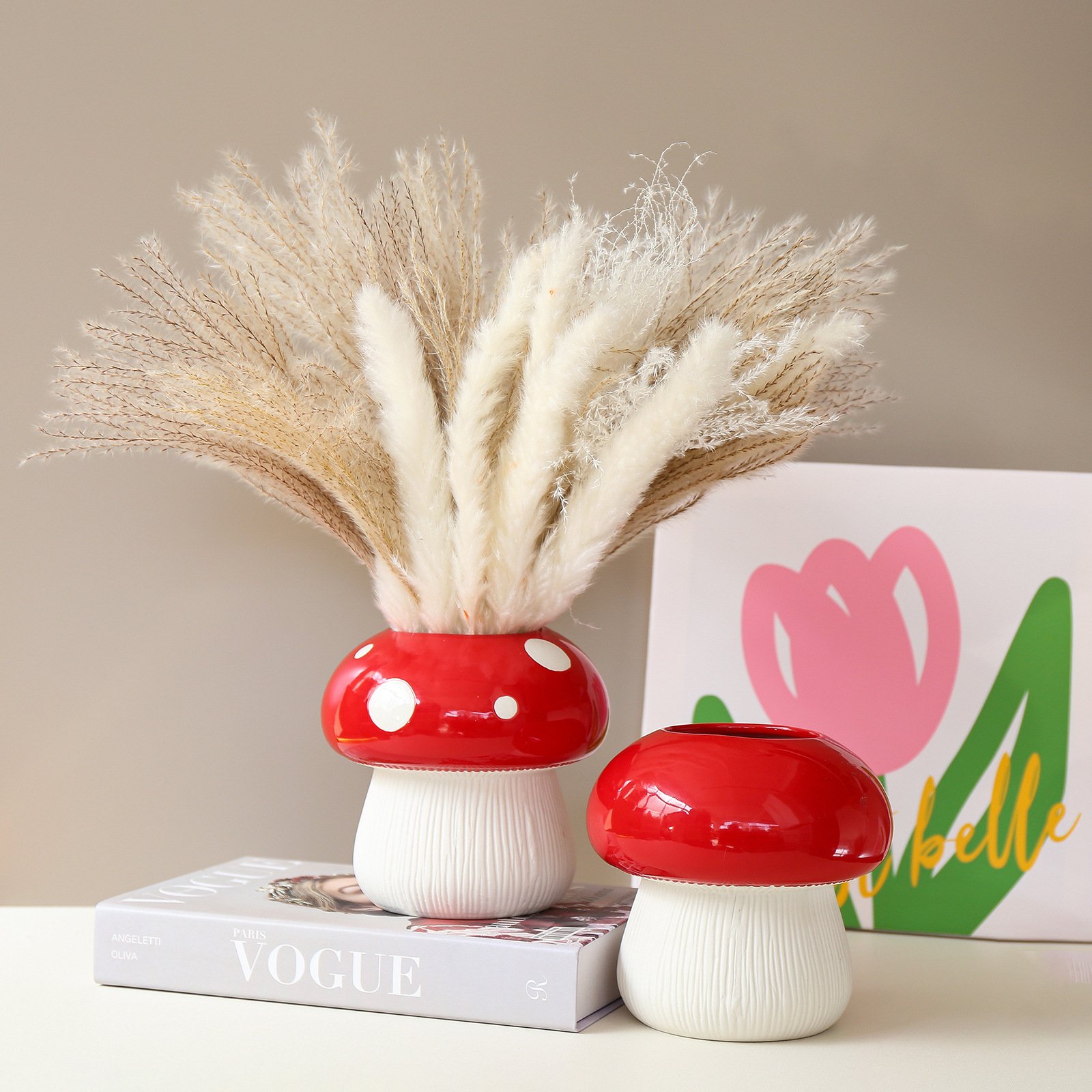 1Pc Wholesale Red Mushroom Shaped Ceramic Vase - Union Source