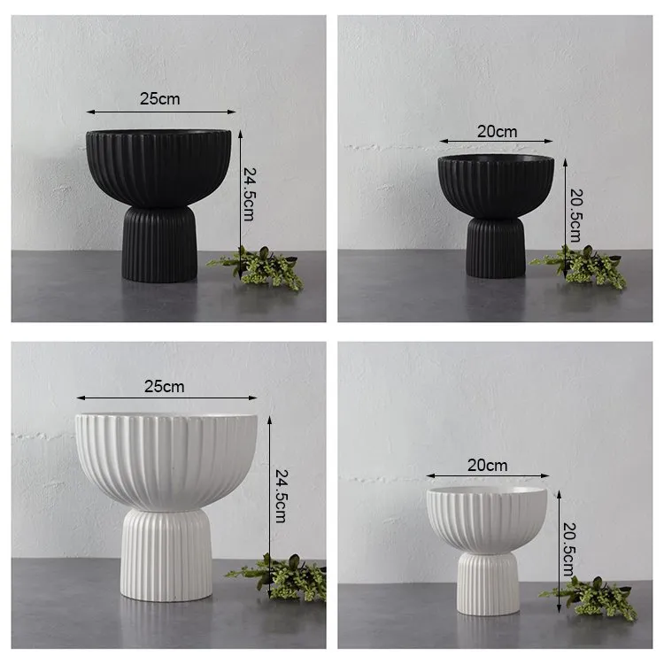 1Pc Compote Bowl Shaped Strip Ceramic Flower Pot - Union Source