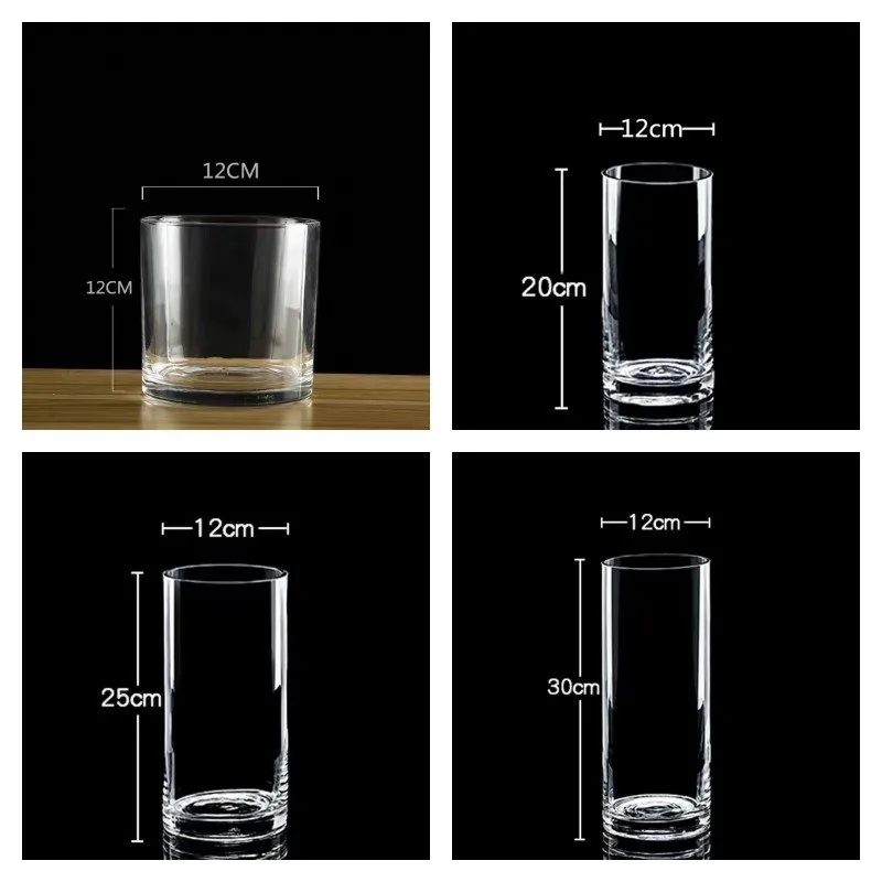 1Pc Wholesale Round Bottom Clear Cylinder Glass Vase - Union Source