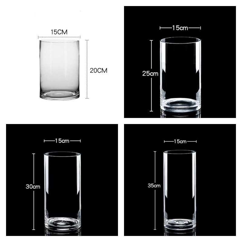 1Pc Wholesale Round Bottom Clear Cylinder Glass Vase - Union Source