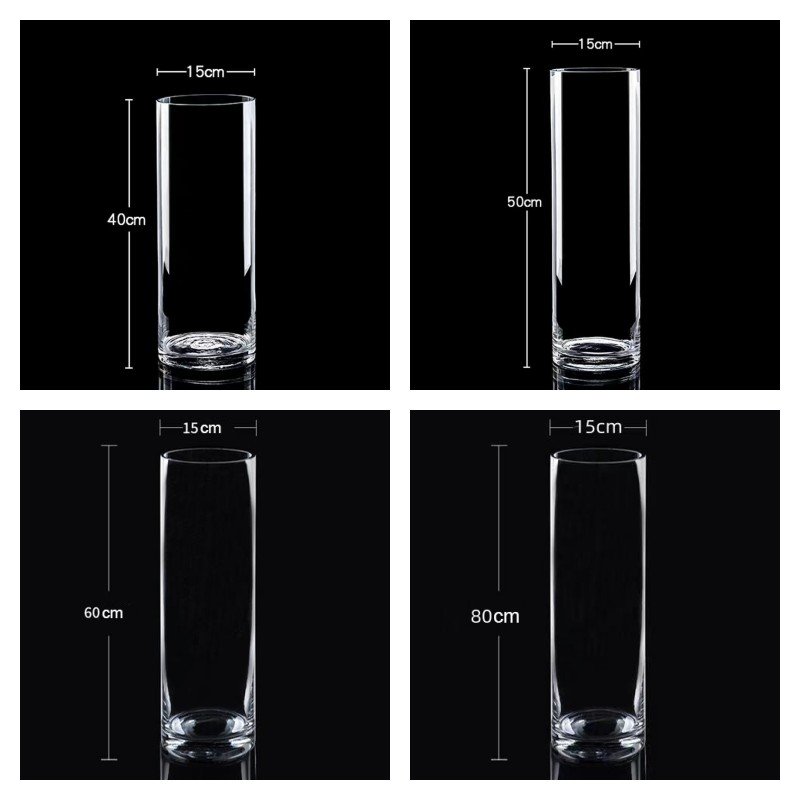 1Pc Wholesale Round Bottom Clear Cylinder Glass Vase - Union Source