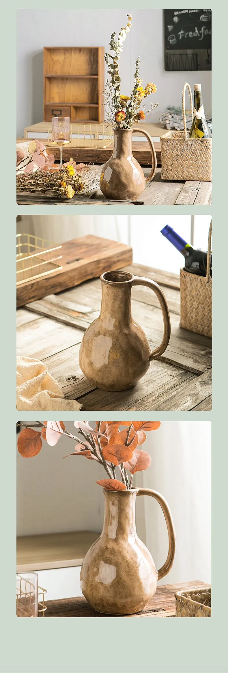 1Pc Wholesale Kiln Change Ceramic Vase with Handle - Union Source