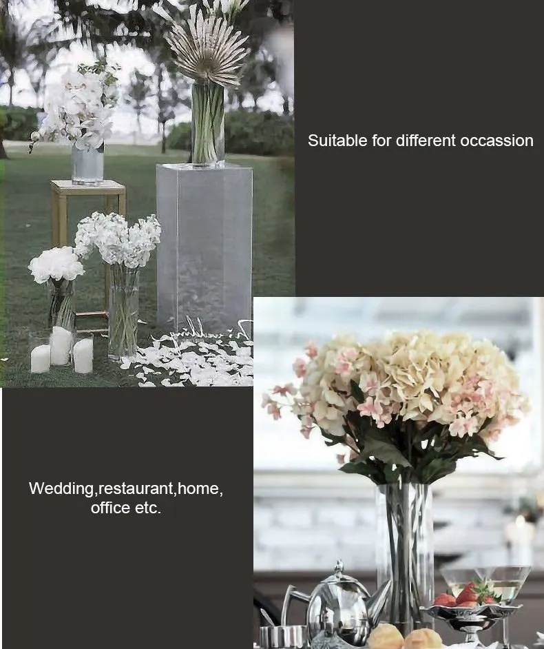 1Pc Wholesale Round Bottom Clear Cylinder Glass Vase - Union Source