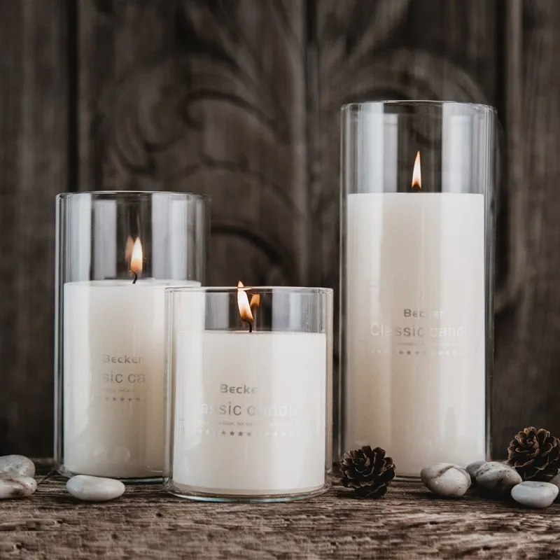 1Pc Wholesale Borosilicate Glass Cylinder Clear Round Bottom Candle Jar ...