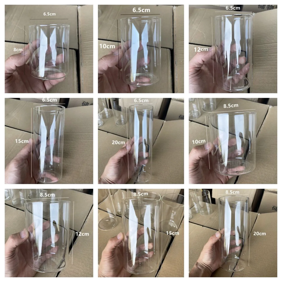 1Pc Wholesale Borosilicate Glass Cylinder Clear Round Bottom Candle Jar ...