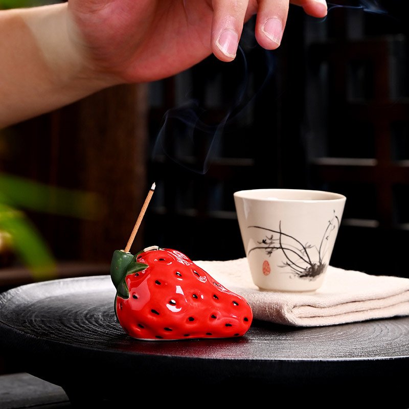 1Pc Wholesale Strawberry Shaped Ceramic Incense Holder - Union Source