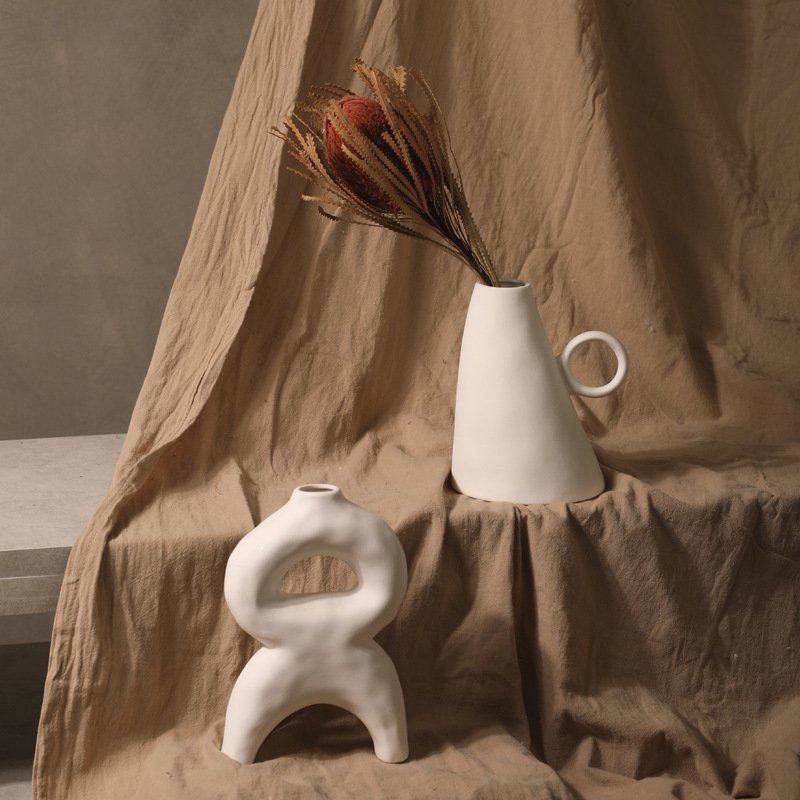1Pc Wholesale White Irregular Ceramic Vase - Union Source