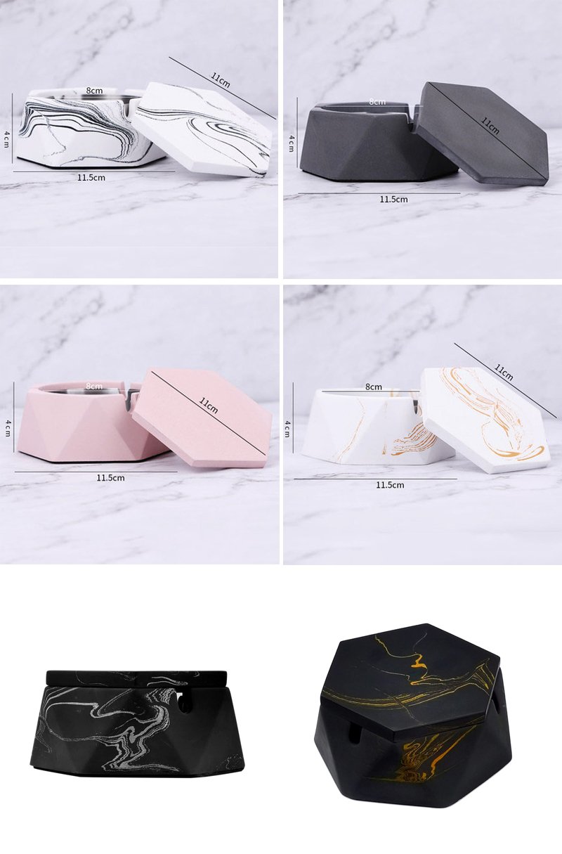 1Pc Wholesale Hexagon Shaped Cement Ashtray - Union Source