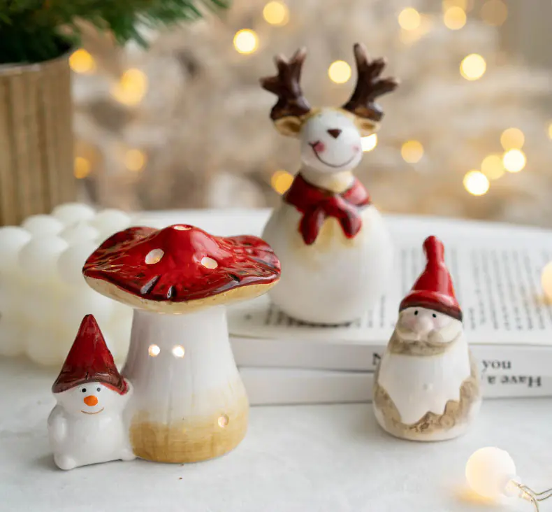 1Pc Wholesale Christmas Mushroom Shape Ceramic Night Light - Union Source