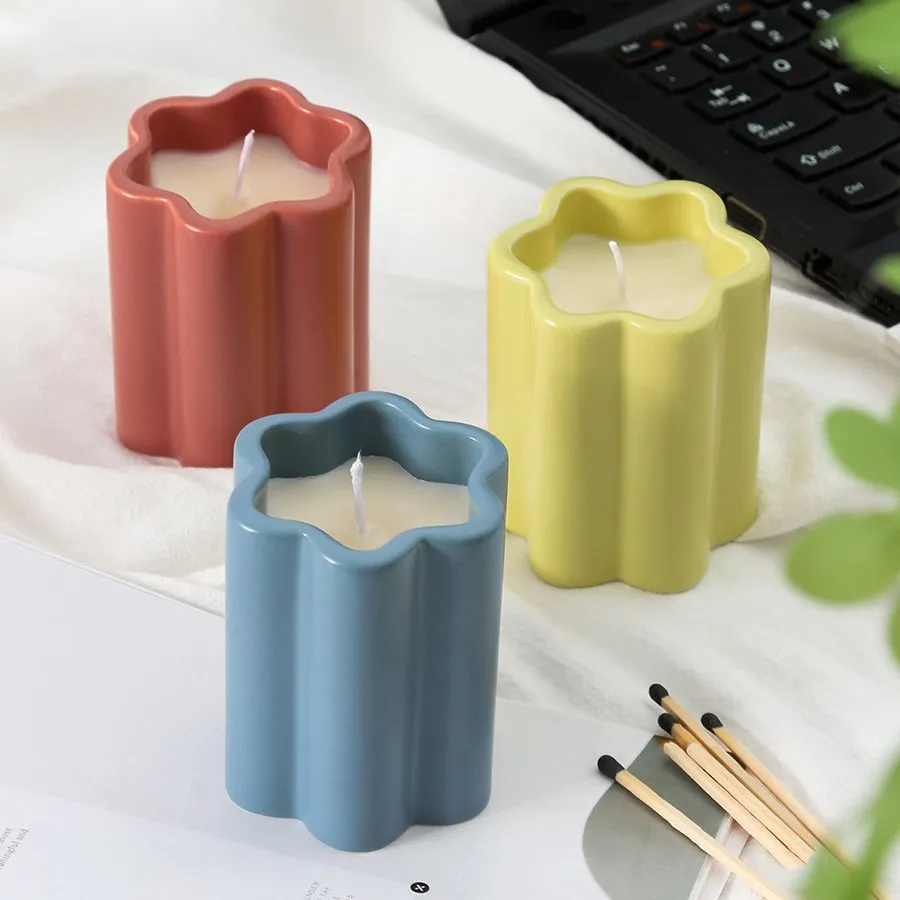 1Pc Wholesale 160ml Flower Shaped Ceramic Candle Jar - Union Source