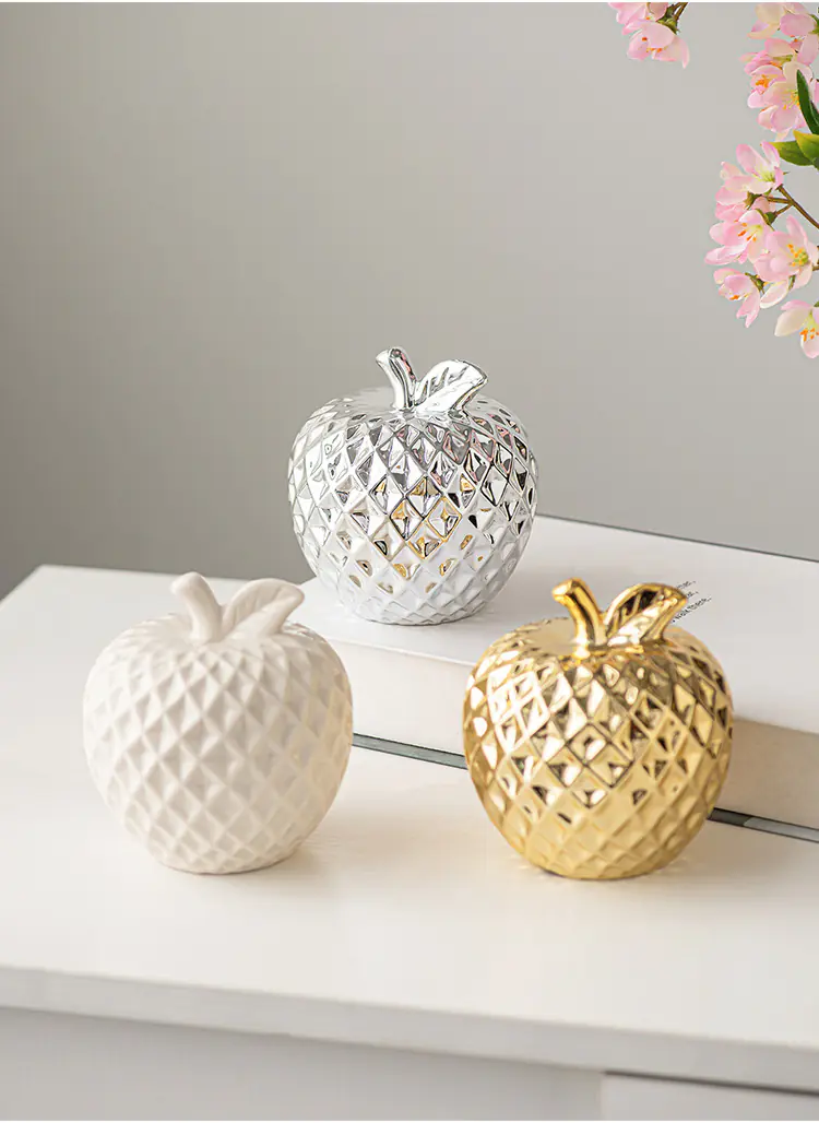 Wholesale Christmas Rhombus Texture Ceramic Apple Decor - Union Source
