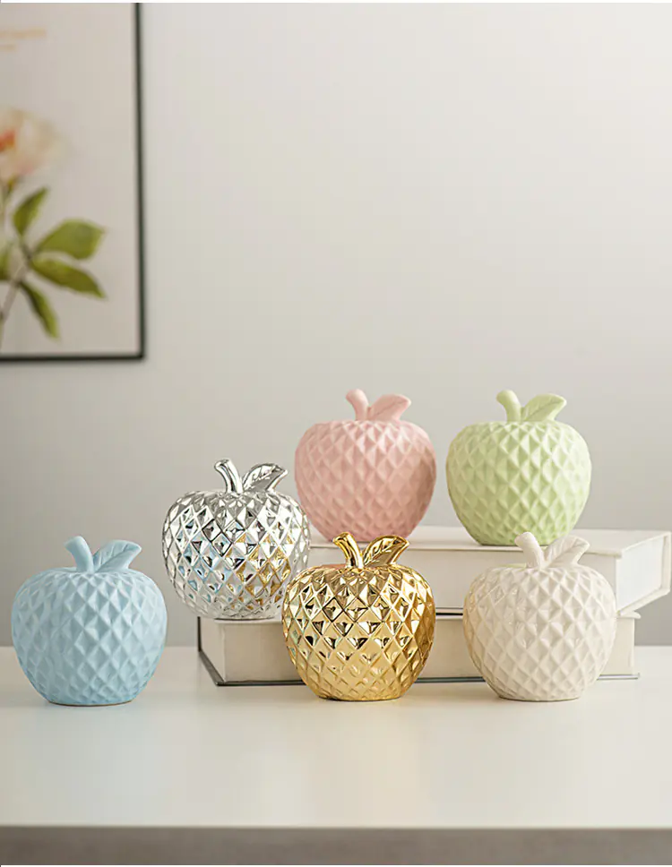Wholesale Christmas Rhombus Texture Ceramic Apple Decor - Union Source