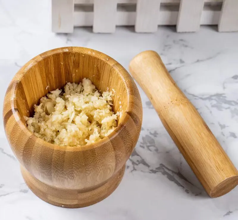 Wholesale Bamboo Garlic Herb Spice Mixing Grinder Mortar and Pestle Set ...