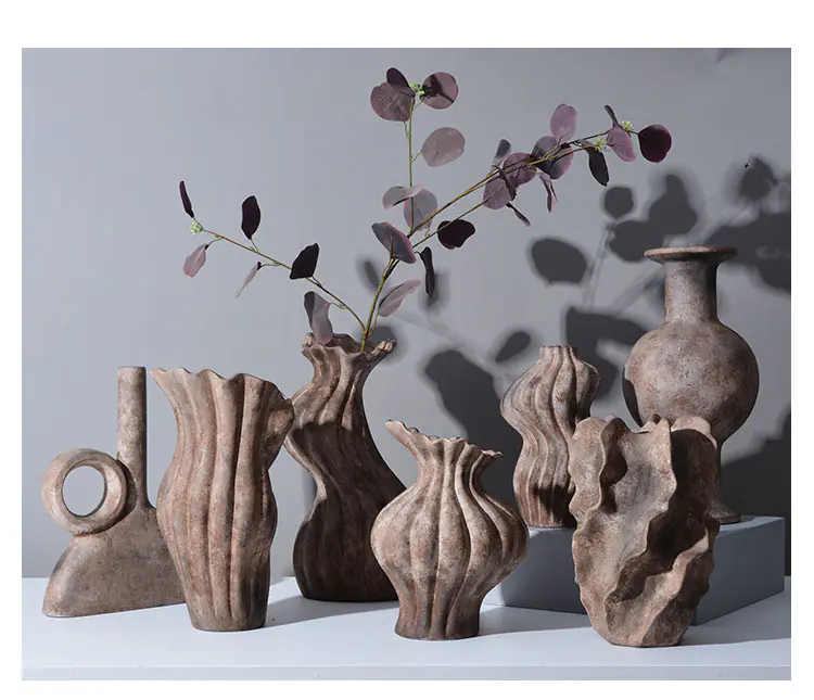 Wholesale Irregular Rust Ceramic Vintage Vase - Union Source
