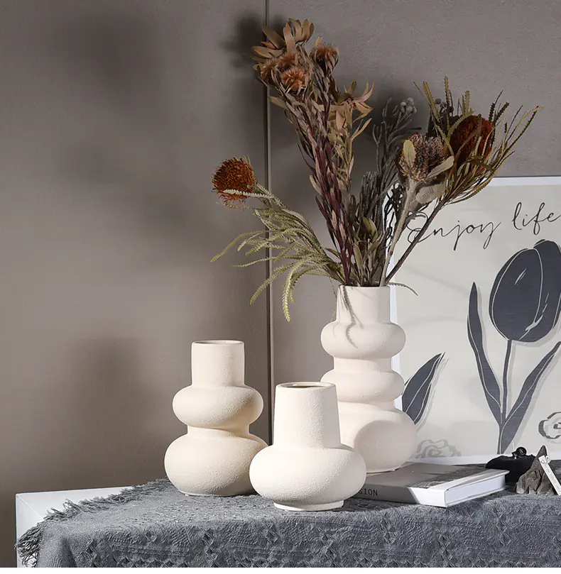 Wholesale Stacked Design White Matte Vase - Union Source