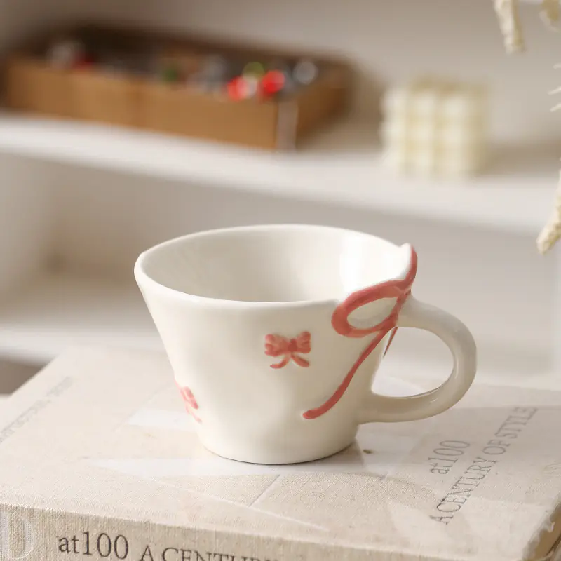Wholesale 300ML Tapered Ceramic Bow Mug - Union Source