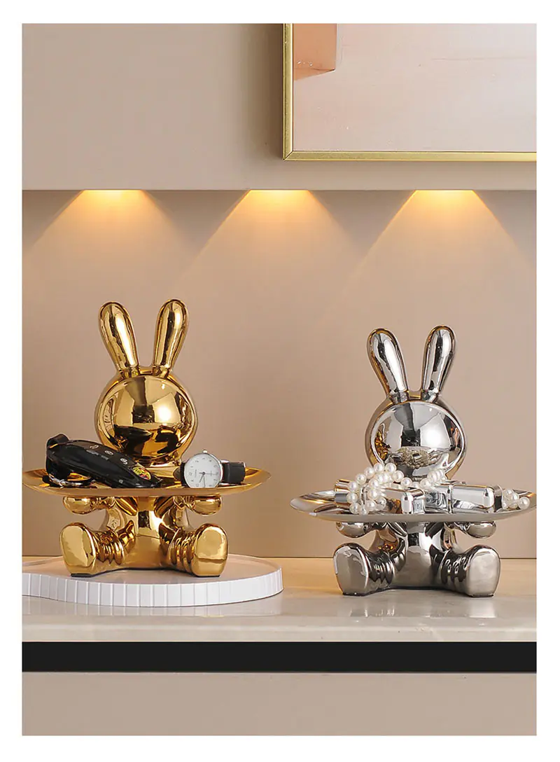 Wholesale Easter Ceramic Bunny Statue with Key Tray - Union Source
